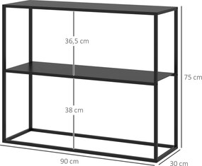 HOMCOM Konzolový stolek Předsíňový stolek Ocelový stolek se 2 úrovněmi a ochranou proti překlopení 90x30x75 cm pro vstupní prostor | Aosom.de