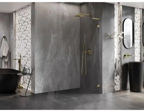 Mexen, Mexen Lunar L sprchová stěna pravá 90 x 200 cm, průhledná 8 mm, zlatá - 830L-090-000-50-00-P
