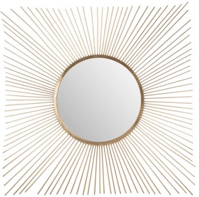 Kulaté zrcadlo se zlatým okrajem a paprsky do tvaru čtverce - 102*2,5*102 cm