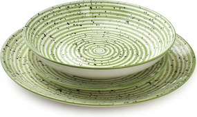Jídelní souprava Stripes Green 18 dílů pro 6 osob porcelánová sada nádobí