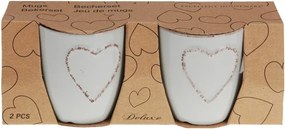 Šálky na kávu Vintage srdce – šedé 2 × 150 ml