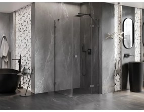 Mexen Lunar, výklopný sprchový kout pravý 80 x 80 cm, 8mm čiré sklo, grafitový profil, 834-080-080-95-00-P