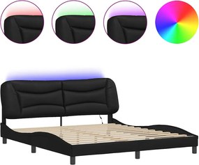 Rám postele s LED bez matrace Hvar černý 180 x 200 cm 3213948
