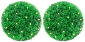 Umělé buxus koule s LED světly 2 ks zelené 22 cm 3335905