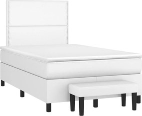 Box spring postel s matrací bílá 120x200 cm umělá kůže 3137594