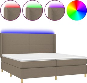 Box spring postel s matrací a LED taupe 200x200 cm textil 3138745