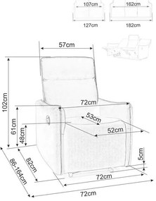 Polohovací pohovka Jorge, dvojsedák, béžová