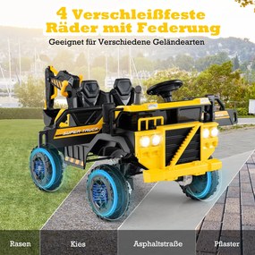 Costway 24 V Elektrické dětské šlapací rypadlo s 4 WD a dálkovým ovládáním