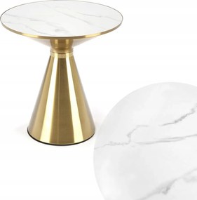 Stůl Kávová lavice Loft Glamour Zlatý Bílý Mramor 50 cm stabilní Homla