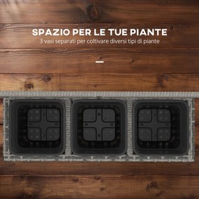 Outsunny Květináč s Trellis pro Popínavé Rostliny, Zvedený Květinový Záhon s 3 Vnitřními Květináči, Ocelová a PE Ratanová Konstrukce, 84x30x107cm, Še…