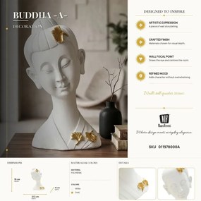 Dekorace na stůl Buddha A 21 cm bílá/zlatá