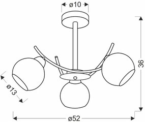 Lustr na tyči AMOS 3xE27/40W/230V zlatá