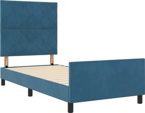 Postel s boxspringem s čelo Tmavě modrá 90 x 190 cm samet 3344979