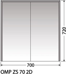 INTEDOOR zrcadlová skříňka dvoudveřová OMP ZS 70 Povrch: 0606 AP ARCTIC WHITE MAT