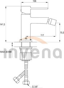 Invena Glamour, stojánková bidetová baterie, zlatá lesklá, INV-BB-02-009-V