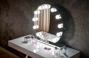 Stolní kosmetické zrcadlo Torano s LED osvětlením bílé/stříbrné