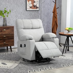 HOMCOM Křeslo pro seniory se stojanem, elektrické, se 3 režimy, 8 masážními body, vyhřívání, pěnové, 91 x 95 x 109 cm, světle šedé