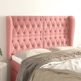 Čelo postele typu ušák růžové 147x23x118/128 cm samet 3118345