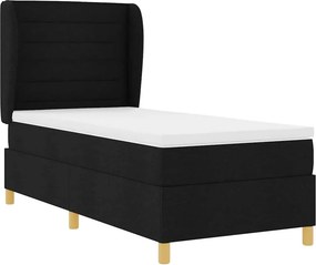 Postel s boxspringem s matrací s čelo Černý 200 x 90 cm textil 3340671