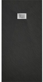 Mexen Hugo, obdélníková sprchová vanička SMC 170 x 90 cm, černá, ocelová krytka, 42709017-X