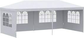 Zahradní altán Outsunny s odnímatelnými stěnami 6x3 m s přístřeškem, 4 průhlednými okny, 12 odtokovými otvory a ocelovou rámovou konstrukcí odolnou pr