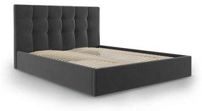 Tmavě šedá čalouněná dvoulůžková postel s úložným prostorem s roštem 160x200 cm Nerin – Mazzini Beds