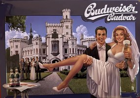 Plechová cedule Budweiser Budvar pivo zámek Hluboká