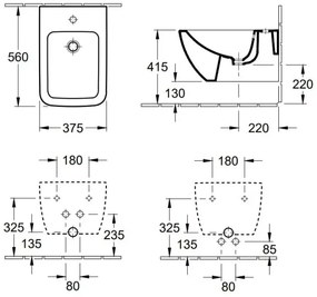 Villeroy & Boch 441100R1 - Závěsný bidet VENTICELLO keramika/bílá
