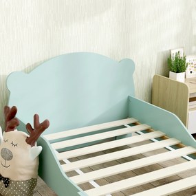 AIYAPLAY Montessori postel pro děti 3-6 let, 140x70 cm jednolůžková dětská postel s ochrannými zábranami a dřevěným rámem ve tvaru medvěda pro dětský…