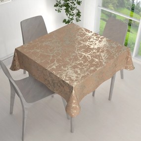 Biante Velký sametový čtvercový ubrus Isabela IBL-016 Zlatý mramor na pudrově béžovém 250x250 cm