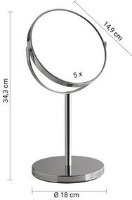 Gedy Gedy, ANNA kosmetické zrcadlo na postavení, průměr 163mm, oboustranné, chrom, 211213