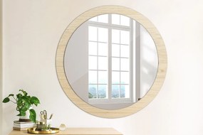 Kulaté zrcadlo tištěný rám Světlé dřevo fi 90 cm