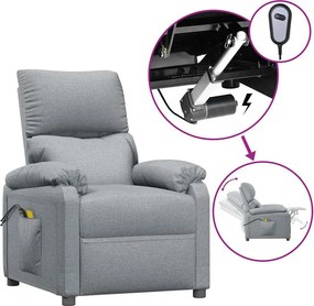 Elektrické masážní křeslo světle šedé textil 3073827