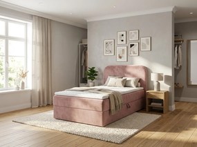 Čalouněná postel boxspring FORENA 90x200 cm starorůžová Matrace: Matrace Bonell pružinová