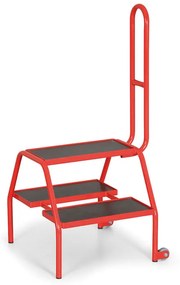 Ocelové mobilní schůdky s opěrnou rukojetí, 2 kolečka, výška plošiny 46 cm