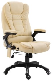 Masážní kancelářská židle krémová umělá kůže,  20238