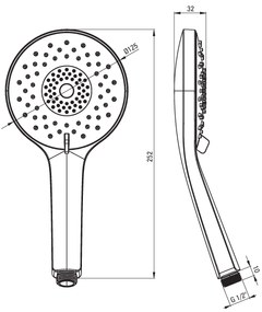 Deante Agawa, kulatá ruční sprchová hlavice 3-funkční, chromová, NQG_051S