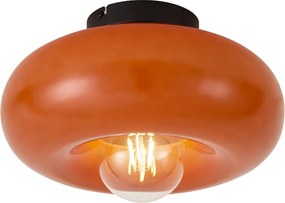 Retro černé stropní svítidlo s oranžovým sklem 30 cm - Glaze