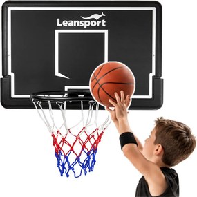 LEAN Sport Závěsný basketbalový koš s deskou, zahradní, černý, 90 cm