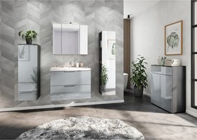 Šedá lesklá závěsná skříňka s umyvadlem 81x65 cm Vasio – Germania