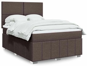 Box spring postel s matrací tmavě hnědá 160x200 cm textil
