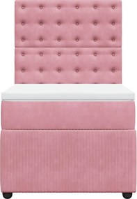 Box spring postel s matrací růžová 100x200 cm samet 3294579