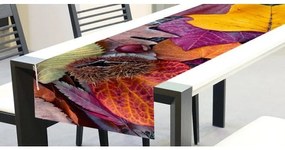 DIMEX | Běhoun na stůl Podzimní listí TS 013 | fialová, žlutá, hnědá | 40 x 140 cm
