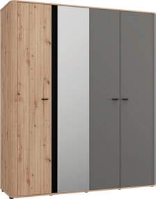XXXLutz ŠATNÍ SKŘÍŇ, barvy grafitu, černá, dub artisan, 179,5/210,5/56 cm MID.YOU - Šatní skříně - 000834017905