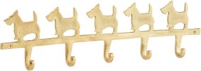 Zlatý kovový věšák na kabáty s pejsky Dogs – 57*16*4 cm
