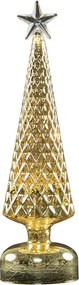Zlatý svítící skleněný vánoční stromek Led L - Ø 8*30 cm