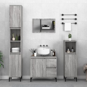 3dílný set koupelnových skříněk šedý sonoma kompozitní dřevo 3185549