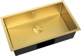 Mexen Trixo, 1-komorový nerezový dřez 750 x 440 mm, broušená zlatá, vzor voština, 6415751000-55HC