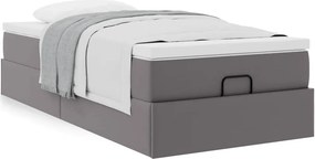 Osmanský rám postele s matrací šedá 100x200cm umělá kůže 3311024