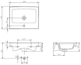 Cersanit Crea, závěsná skříňka s umyvadlem 60cm, set B109, šedá, S801-283
